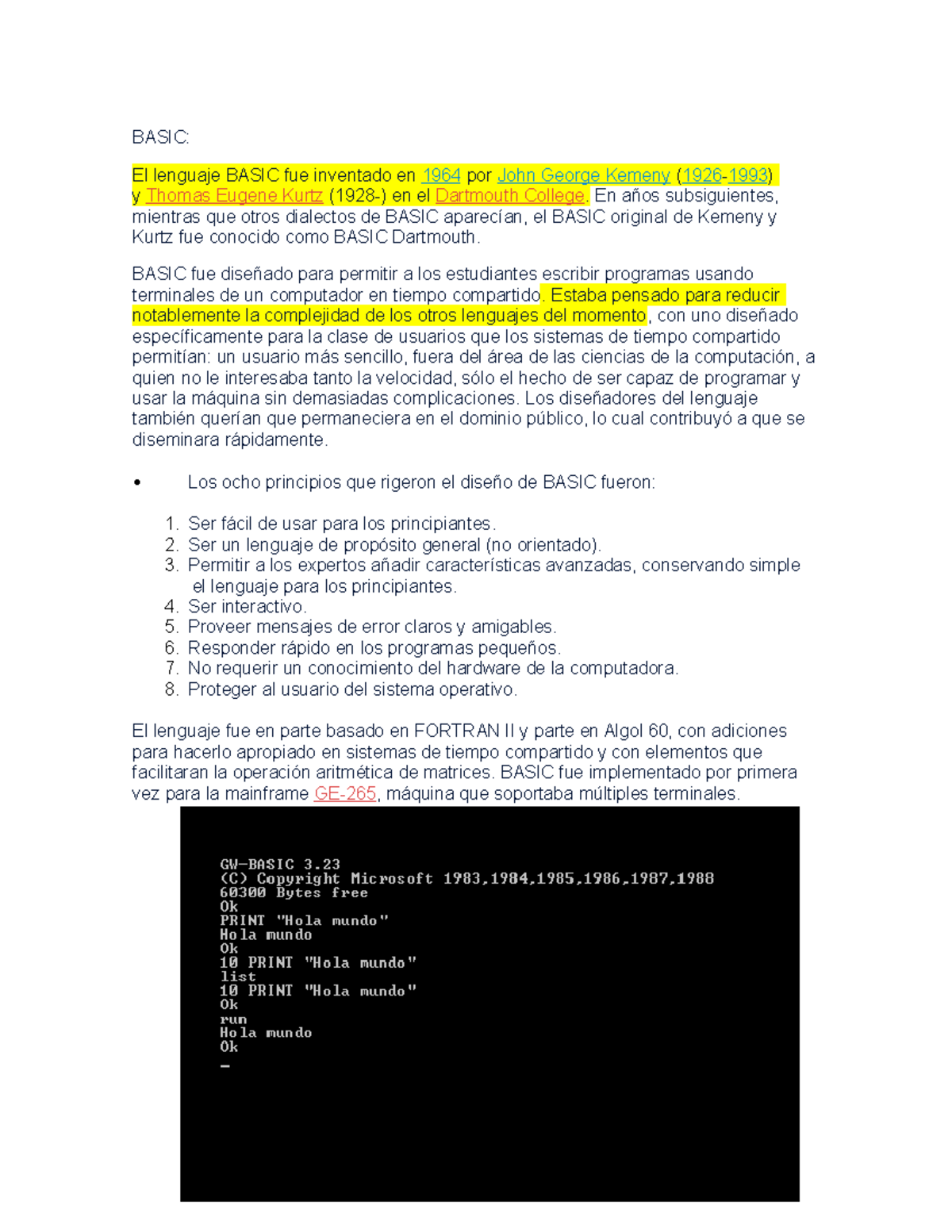 Lenguajes Extranjera Materia correspondiente acad - BASIC: El lenguaje ...