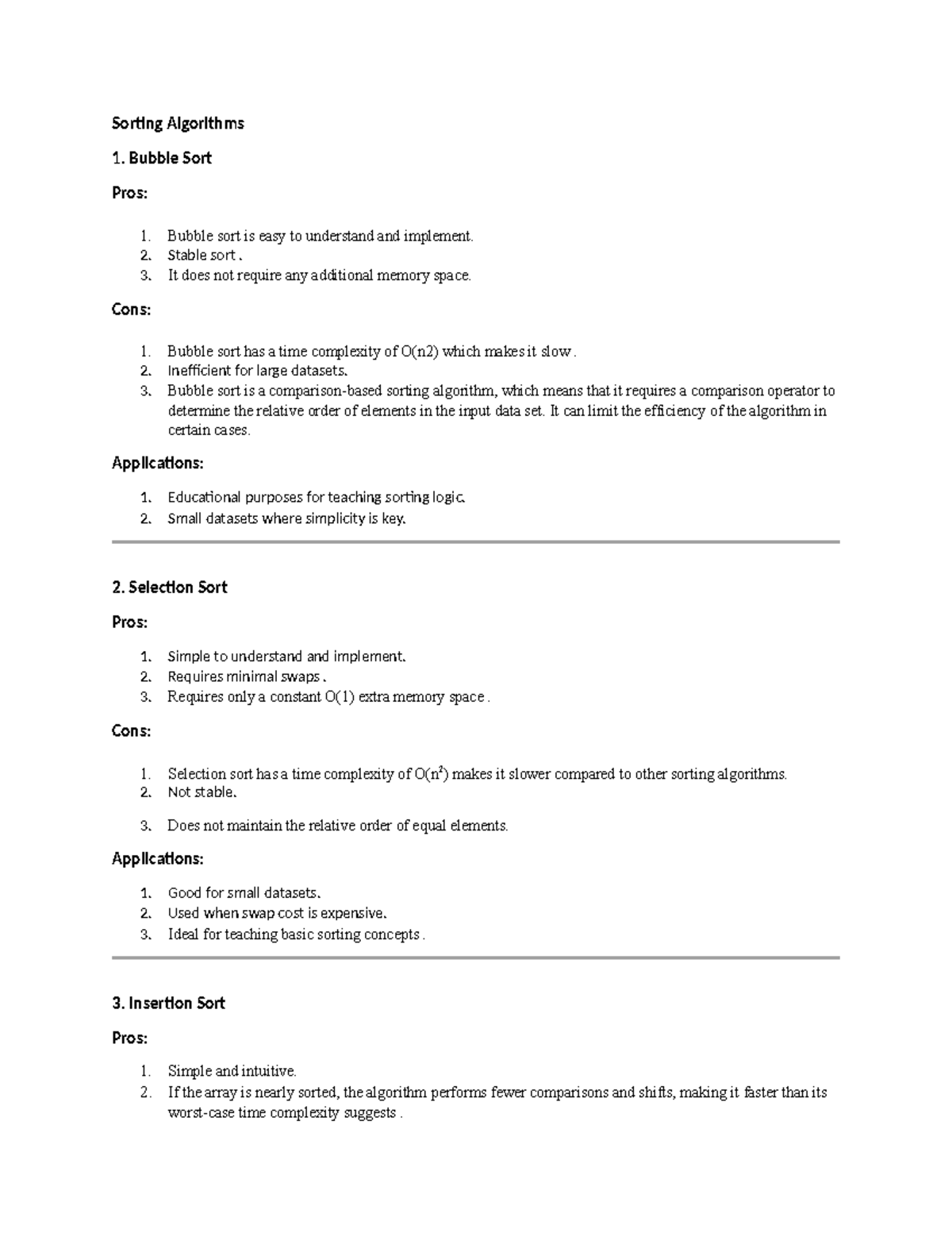 Demo-assignmentt - sorting algorithms - Sorting Algorithms 1. Bubble ...