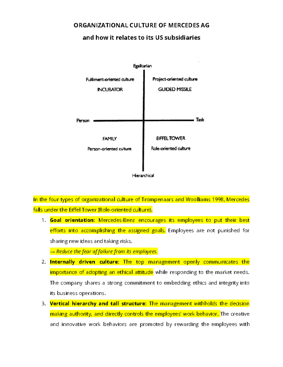 Organizational Culture of Mercedes - ORGANIZATIONAL CULTURE OF MERCEDES ...