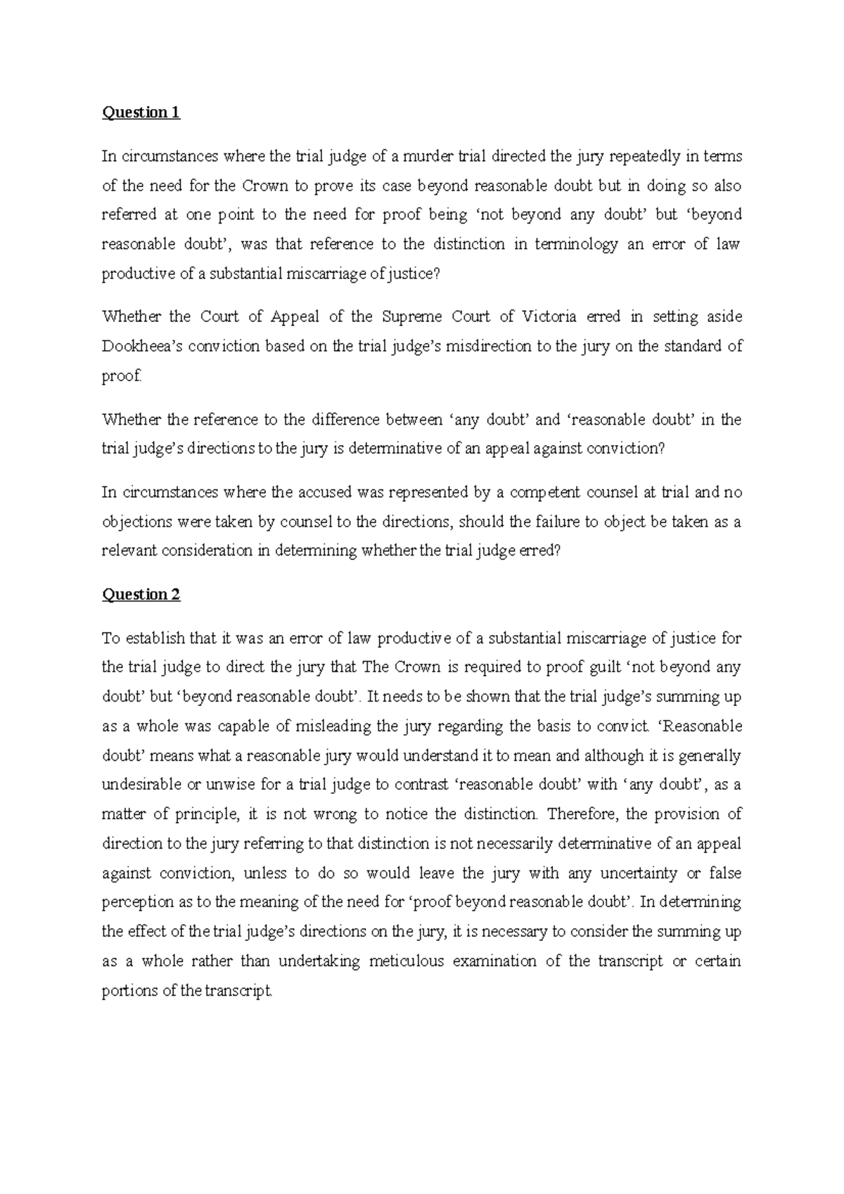 Summative Assessment - major essay for unit - Question 1 In ...