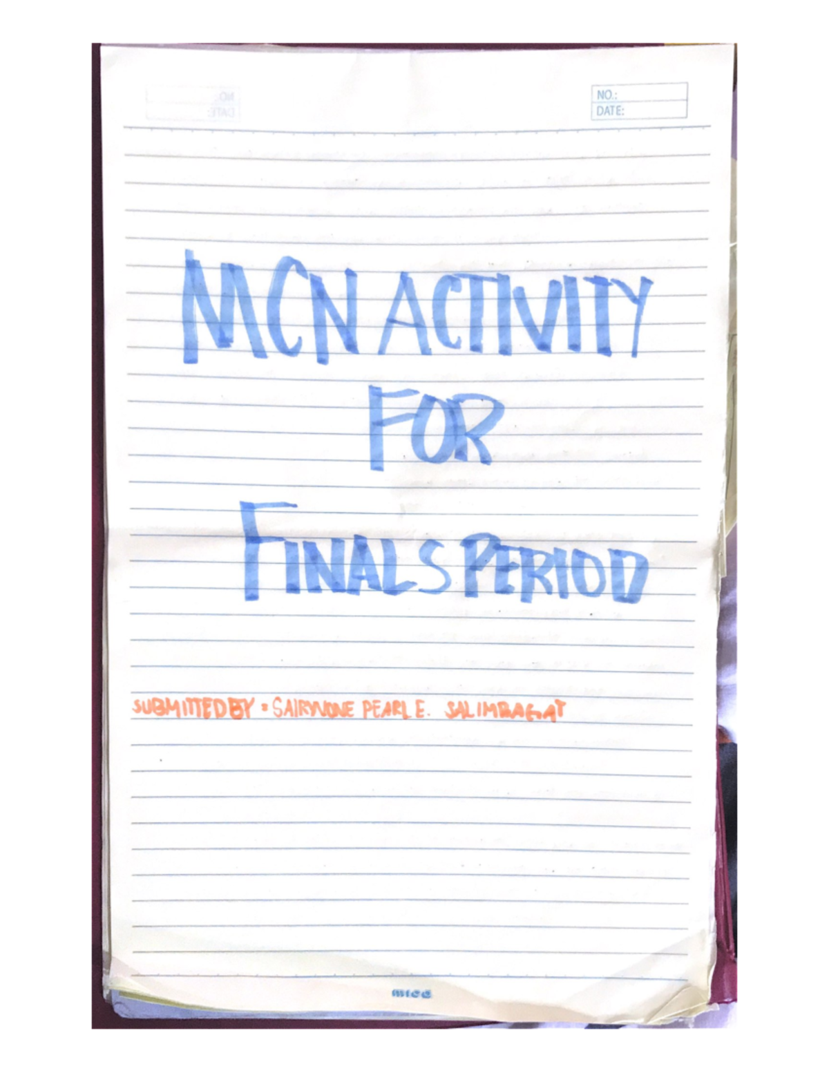 MCN Activity FOR Finals - Maternal and Child Nursing - Studocu