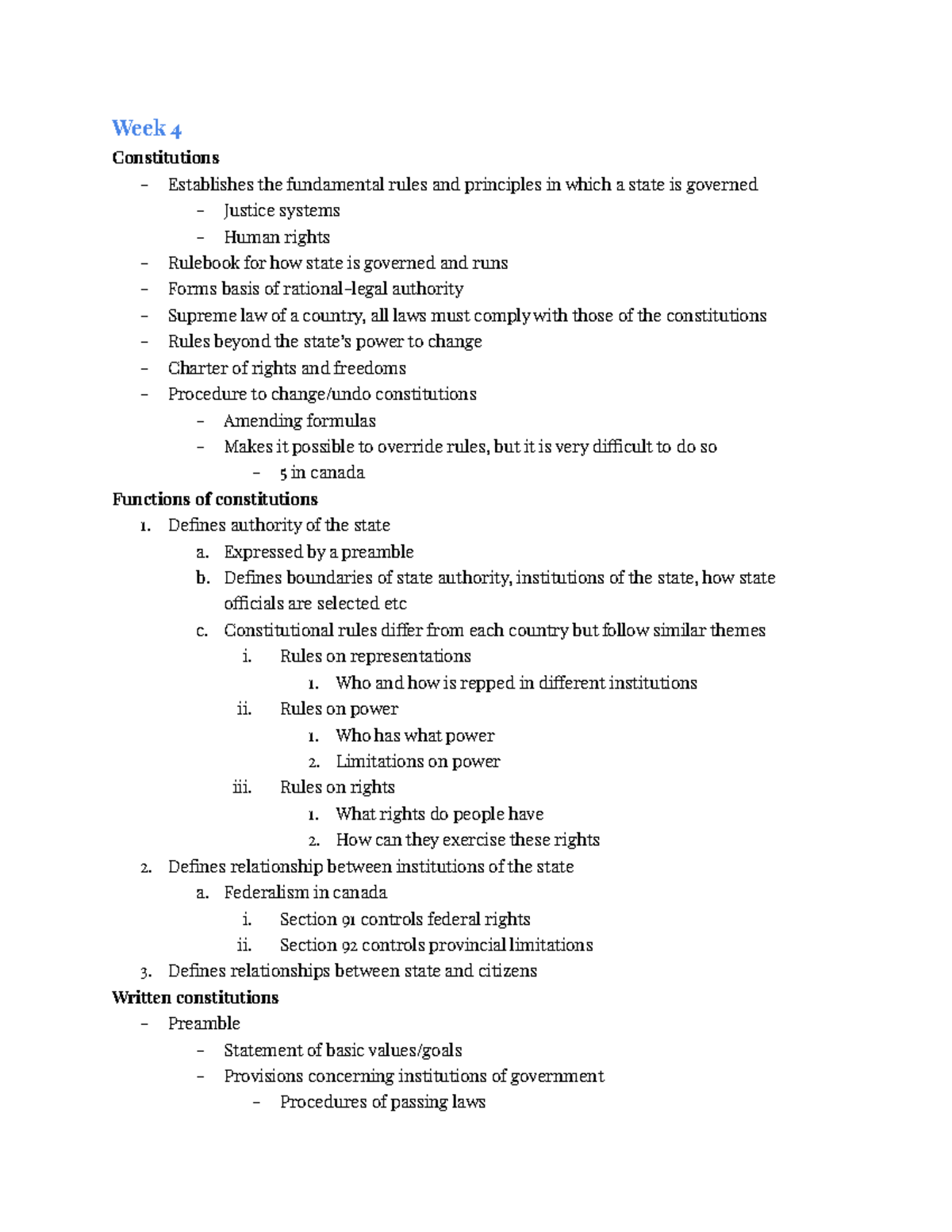 Module 2 - Week 4 Constitutions - Establishes the fundamental rules and ...