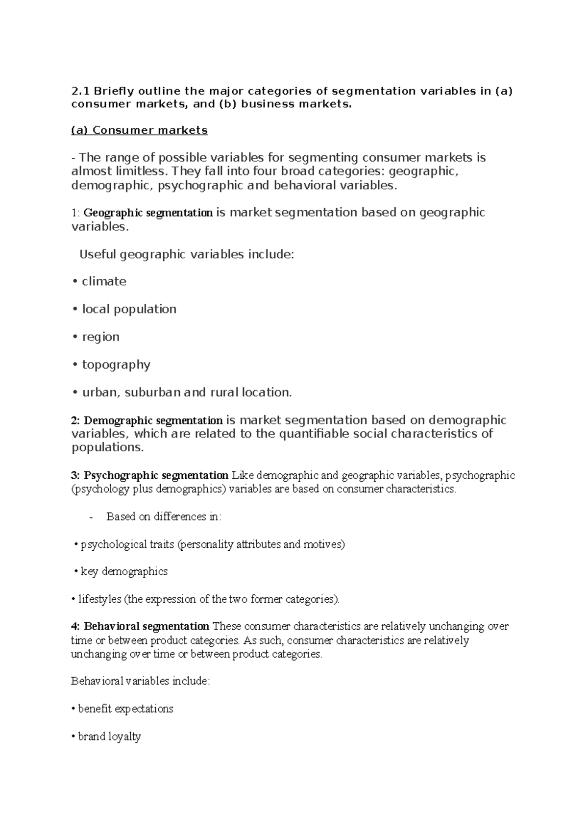 EIM 2.1 2 - Lecture notes 2 - 2 Briefly outline the major categories of ...