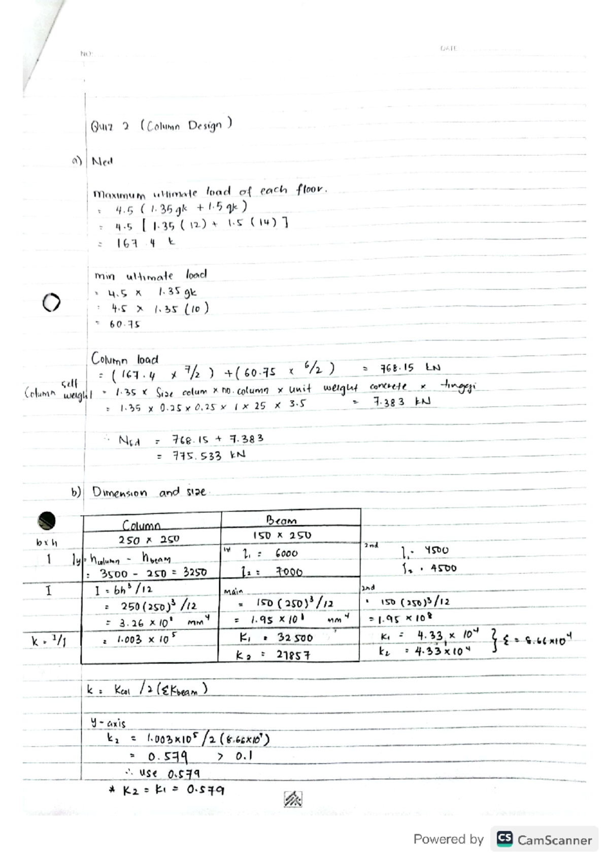 Part 1 - Column Design - Structural Analysis - Studocu