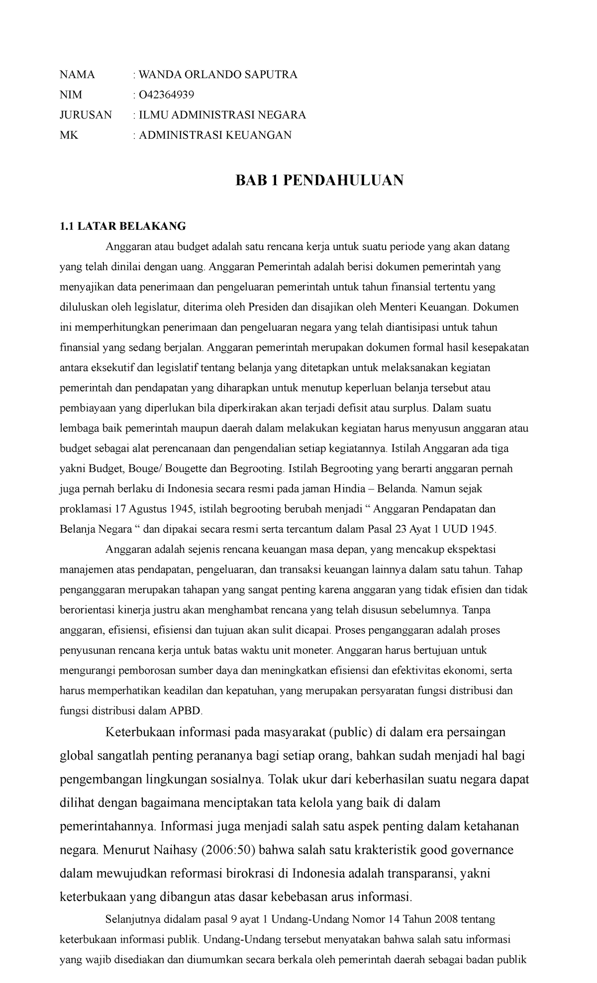 Tugas 3 Administrasi Keuangan Wanda Orlando Saputra 042364939 - NAMA ...