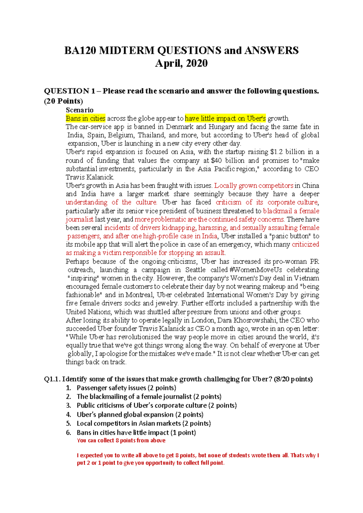 BA120 Midterm Questions and Answers - BA120 MIDTERM QUESTIONS and ANSWERS April, 2020 QUESTION 1 ...