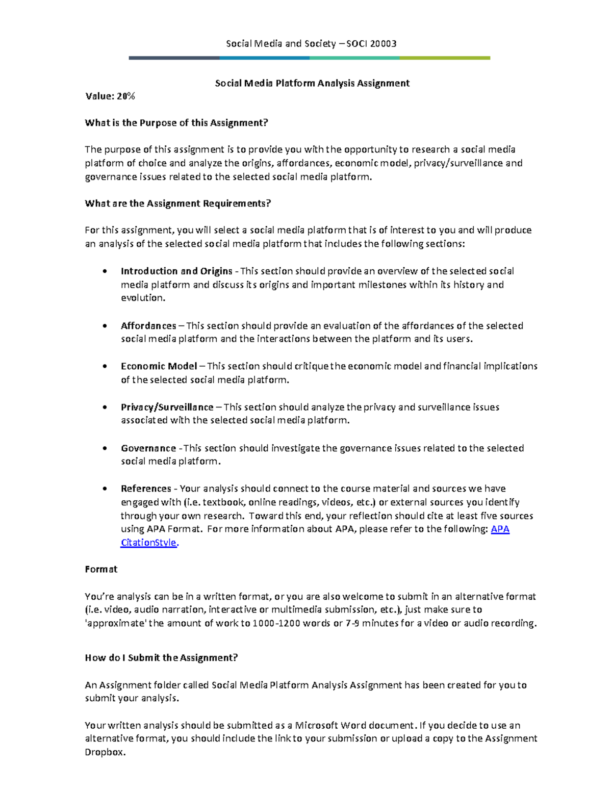 Social Media Platform Analysis Assignment Instructions - Social Media ...