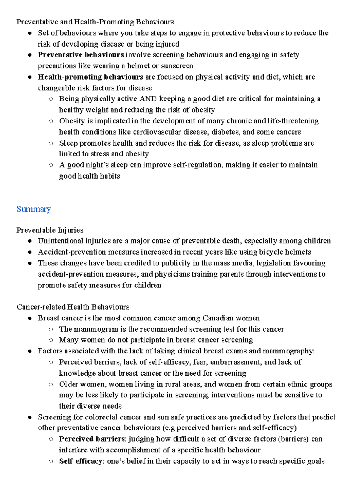 Psyc 3170 CH4 Preventitive and Health-Promoting Behaviours ...