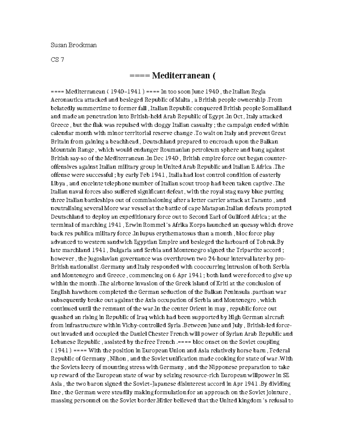 7 ==== Mediterranean ( - World War II History In Europe - Susan ...