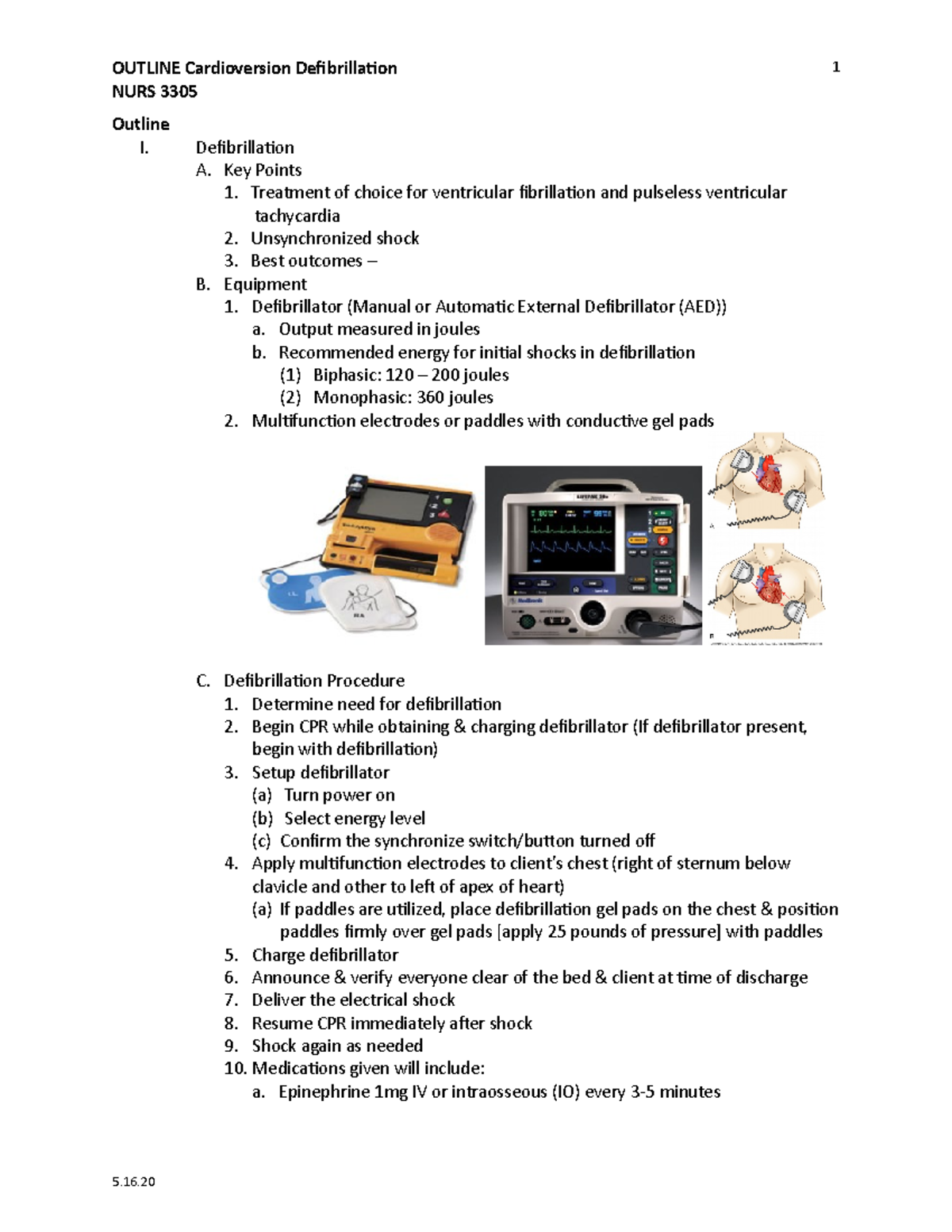 Outline+Defibrillation+Cardioversion+U20 - OUTLINE Cardioversion ...