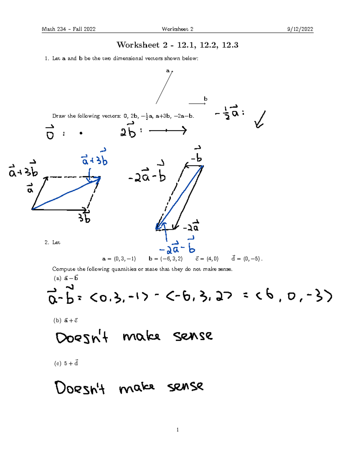 Weeksheet 2 solutions - Worksheet 2 - 12, 12, 12. Let a and b be the ...