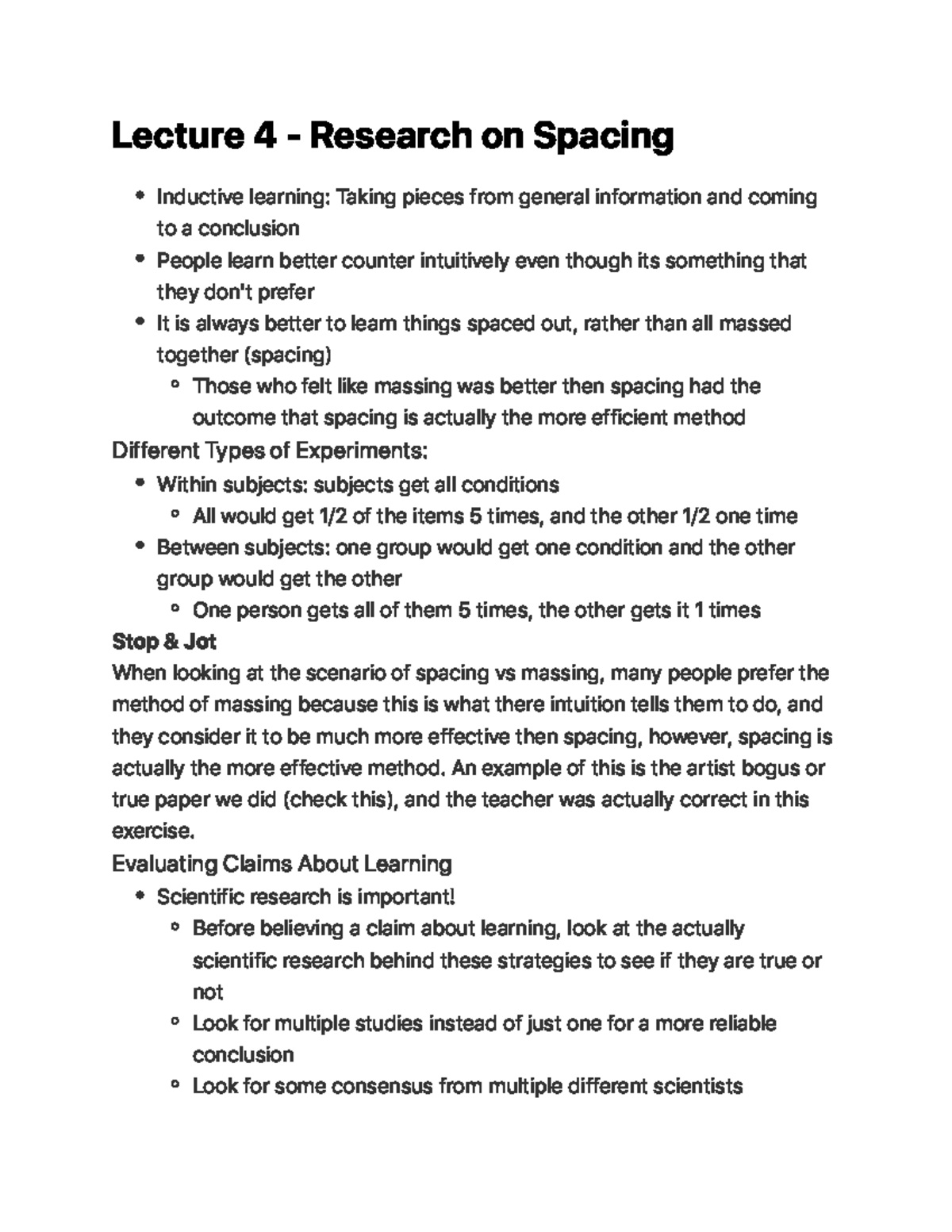 Lecture 4 - Research on Spacing - Le c t u re 4 - Re s e a rc h o n S p ...