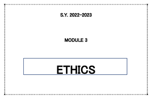 Ethics lesson 3 - S. 2022 - 2023 MODULE 2 ETHICS Course Code & Title ...