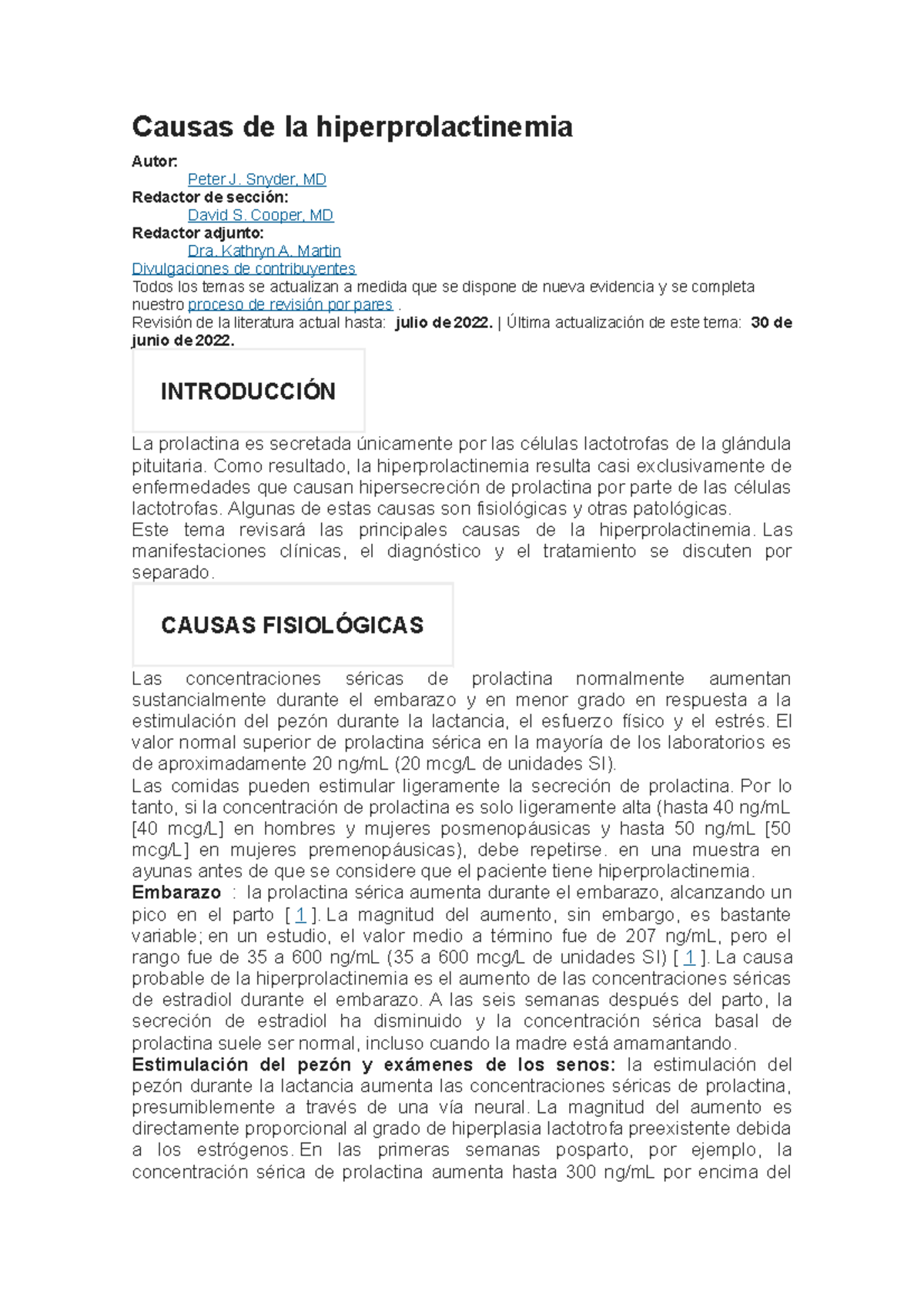 Hiperprolactinemia - Lectura - Causas de la hiperprolactinemia Autor ...