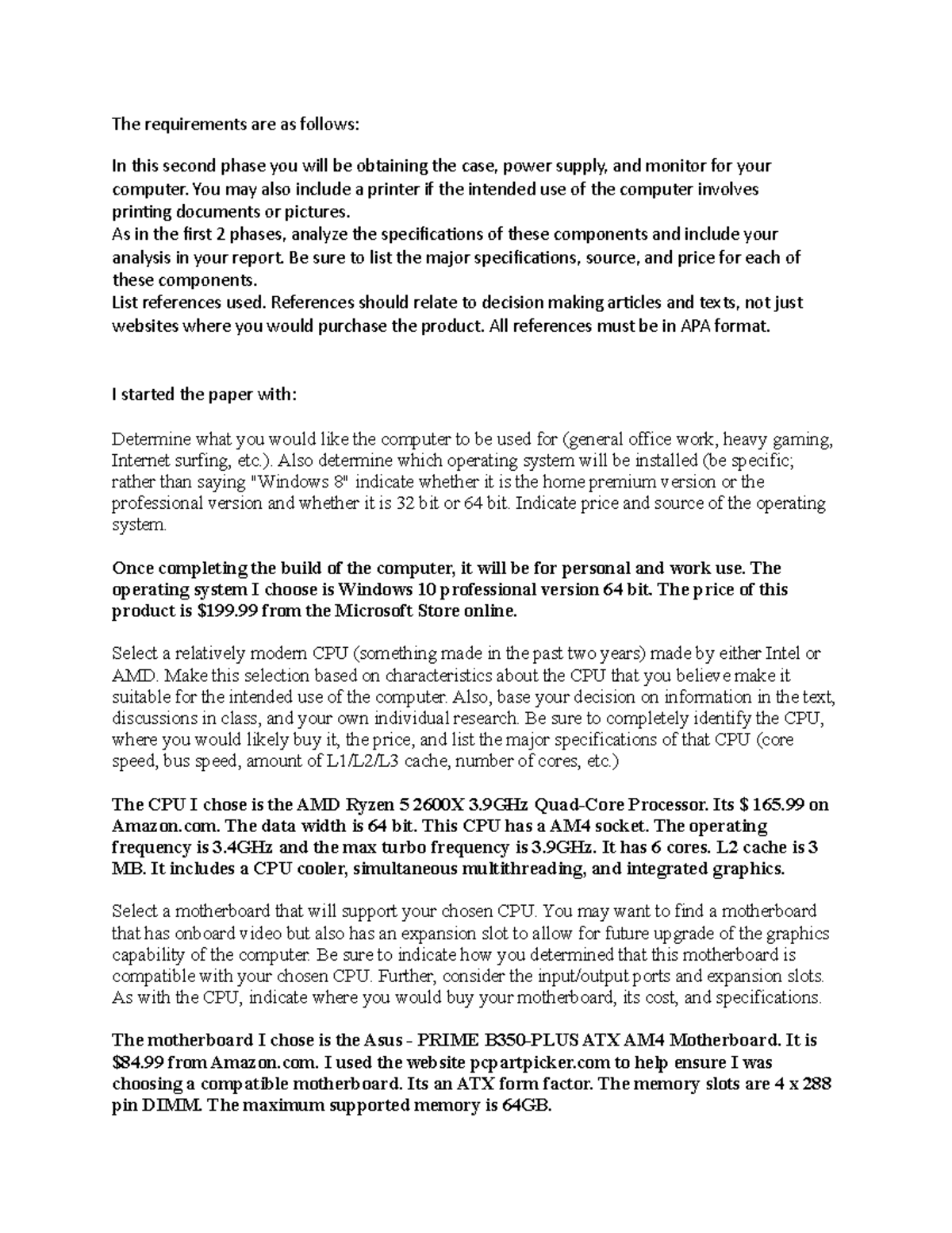 Course Project - Computers - The requirements are as follows: In this ...