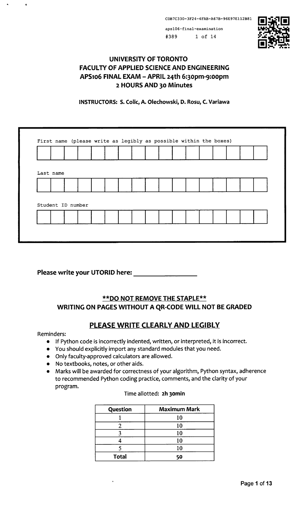 Fundamental of Computer Progrmamming Exam - CDB7C330-3F24-4FAB-A67B ...
