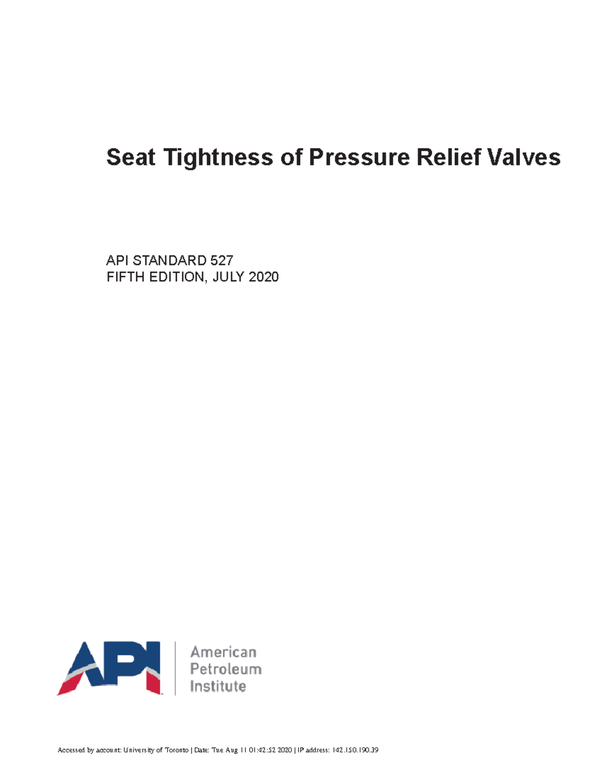 API 527 2020 - THE COURSE IS VERY INTERESTING - Seat Tightness of Pressure Relief Valves API ...