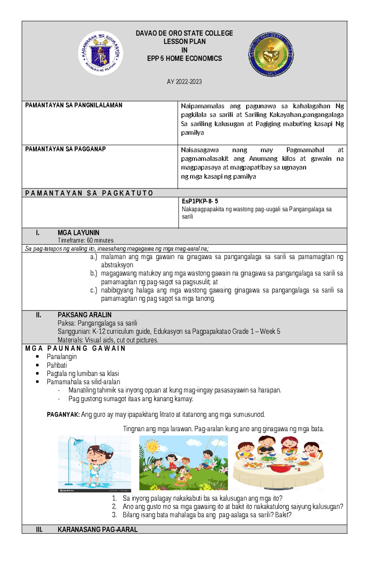 Parba, Rhoe Anthony O., Lesson Plan - DAVAO DE ORO STATE COLLEGE LESSON ...