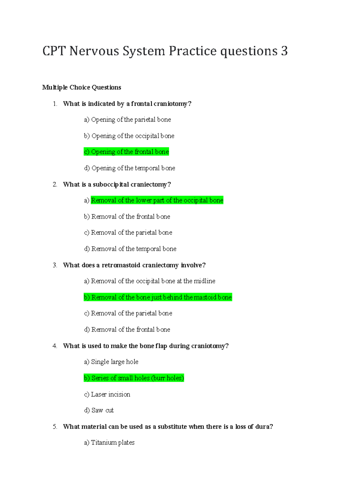 CPT Nervous System Practice questions 3 - What is indicated by a ...