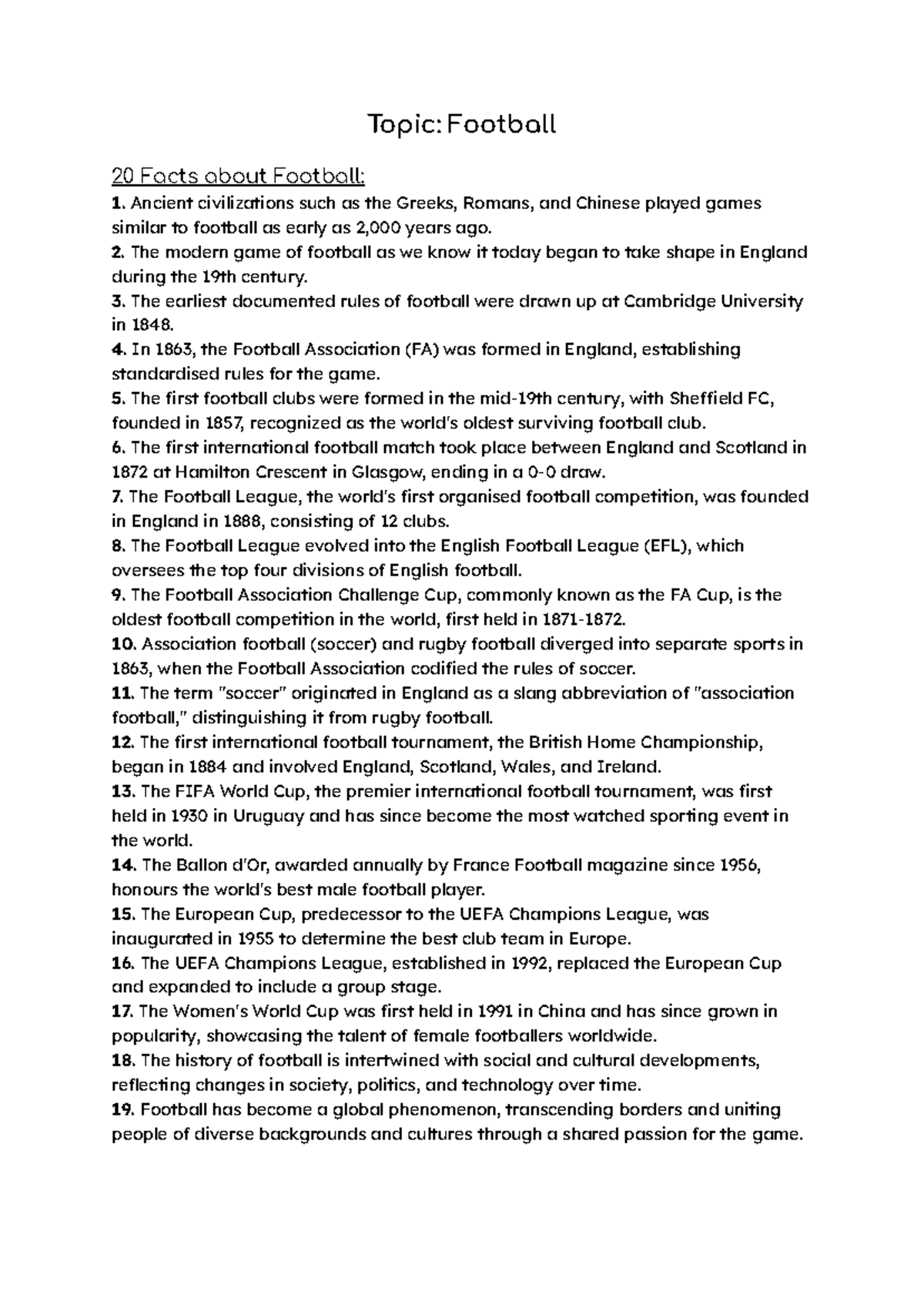 Football English - Summary Den skinbarlige virkelighed - Topic ...