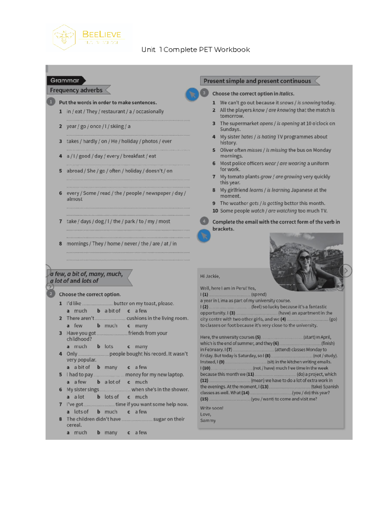 Pet workbook - Lengua Inglesa I - Unit 1 Complete PET Workbook Unit 1 ...