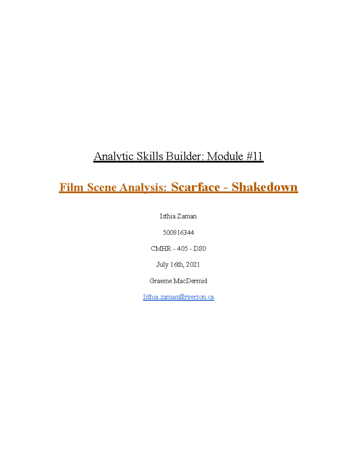 Analytic Skills Builder #10 - MHR 405 - Toronto Met - Studocu