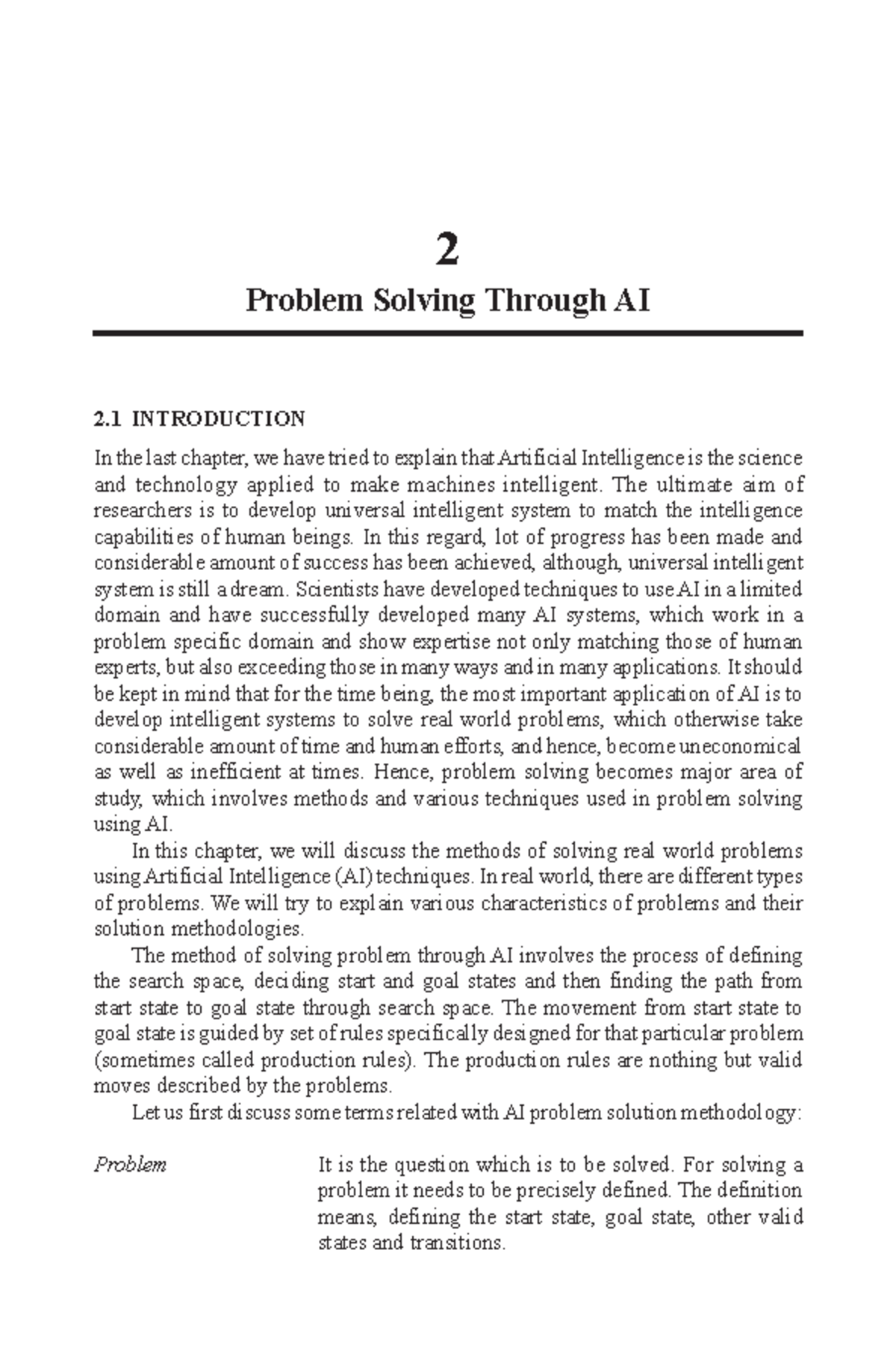 Problem Solvng through AI - 2 Problem Solving Through AI 2 INTRODUCTION ...