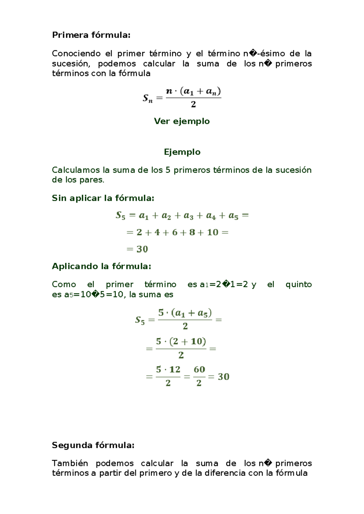 Primera fórmula - todo - Primera fórmula: Conociendo el primer término ...