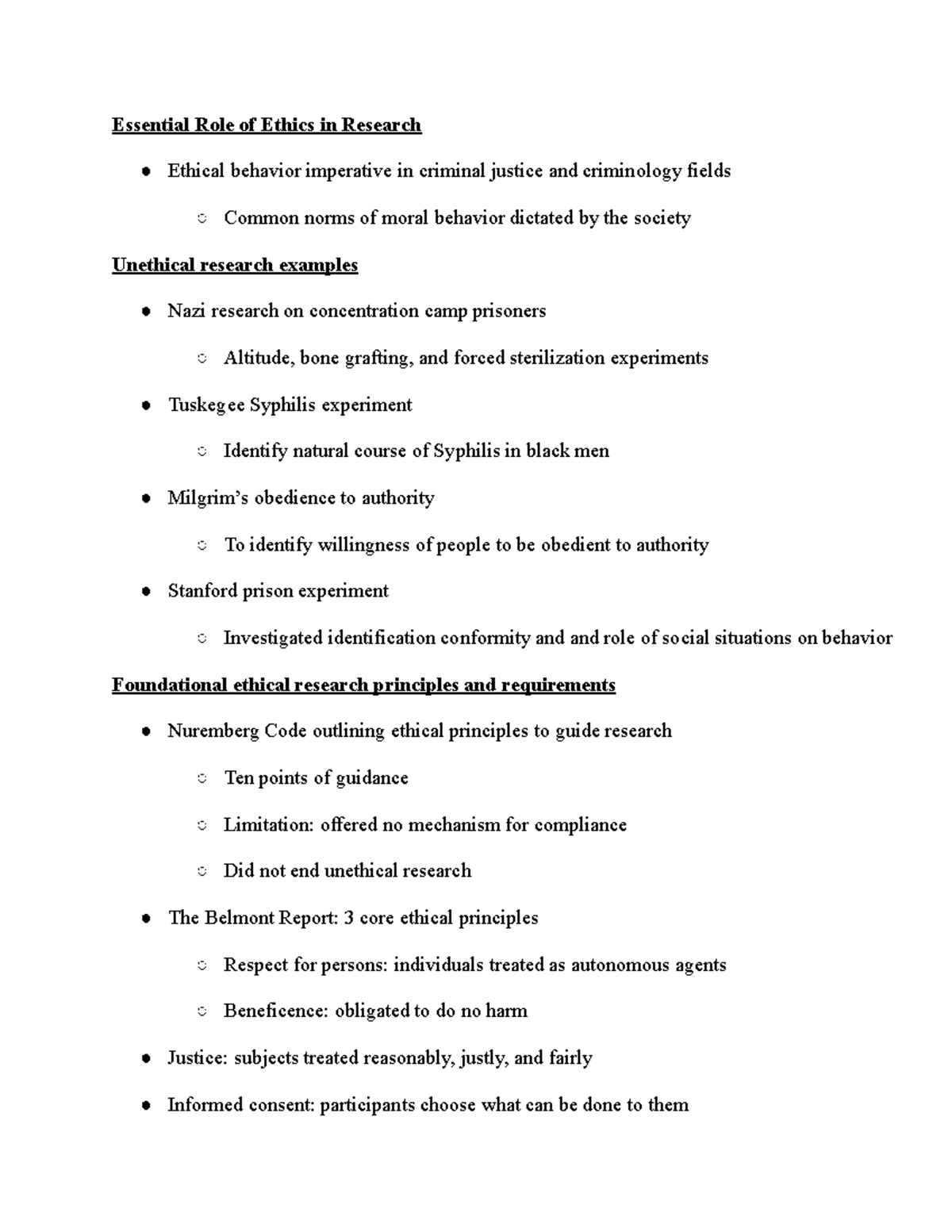 Chapter 1 Lecture Notes - Essential Role of Ethics in Research Ethical ...