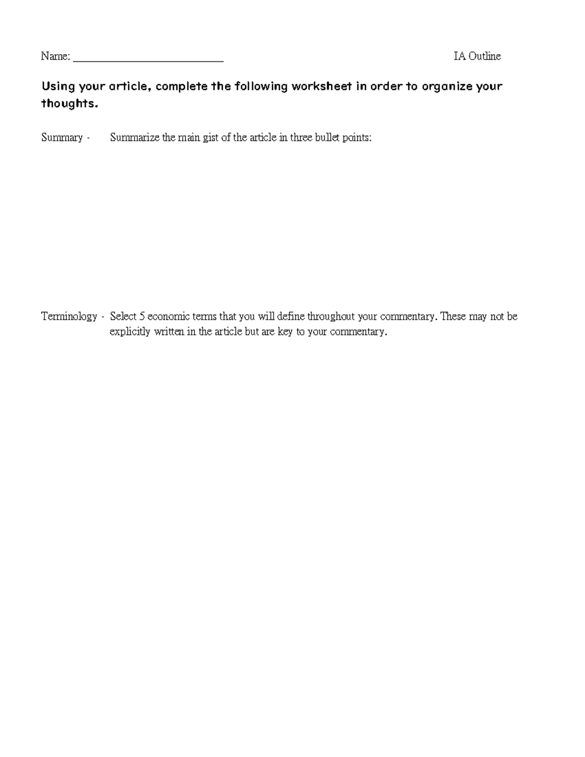 IA Worksheet for FB - Name: ____________________________ IA Outline ...