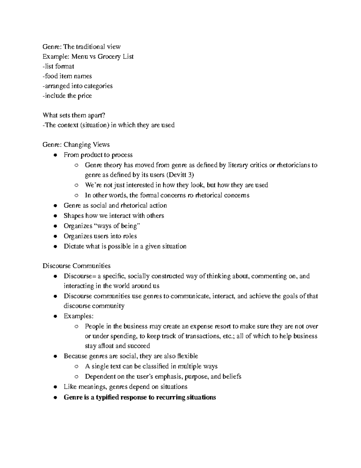 Comp 1 - Lecture notes - course summary and must knows - Genre: The ...