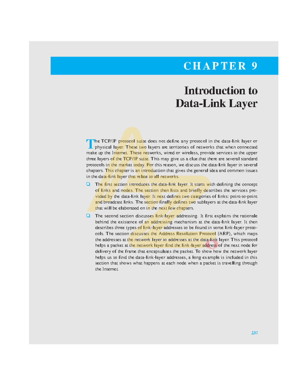 CN Mod2@Az Documents - 237 C H A P T E R 9 Introduction to Data-Link Layer he TCP/IP protocol ...
