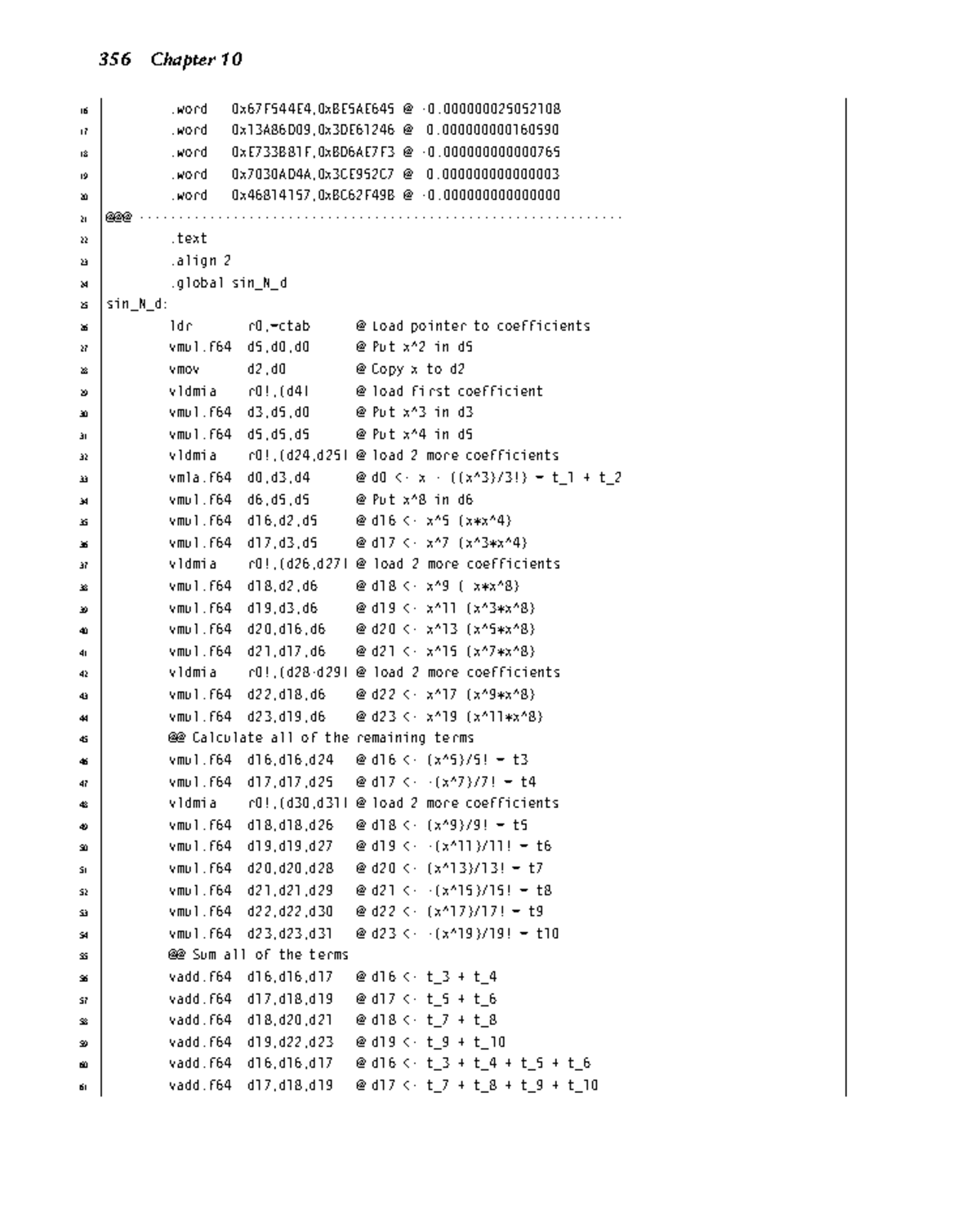 Modern Assembly Language Programming-86 - 356 Chapter 10 16 .word 0x67F544E4,0xBE5AE645 @ -0. 17 ...