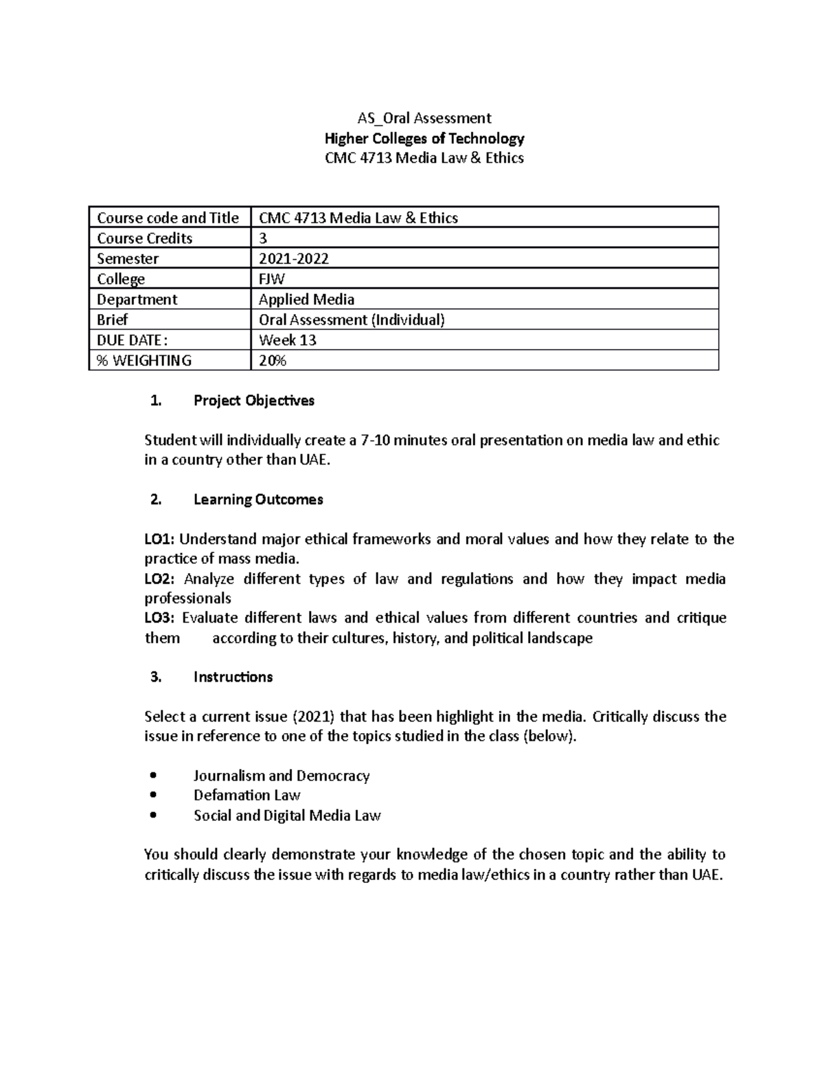 AS Oral Assessment (2) - AS_Oral Assessment Higher Colleges of ...