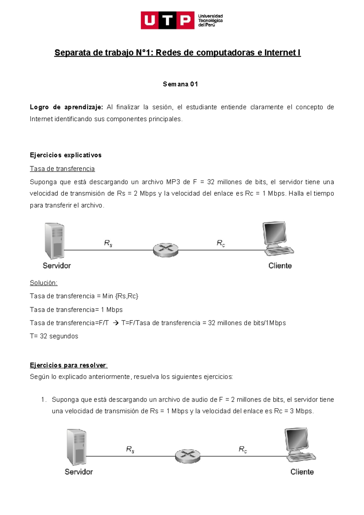 Tarea 1 Redes y comunicacion de datos - Separata de trabajo N°1: Redes de computadoras e ...