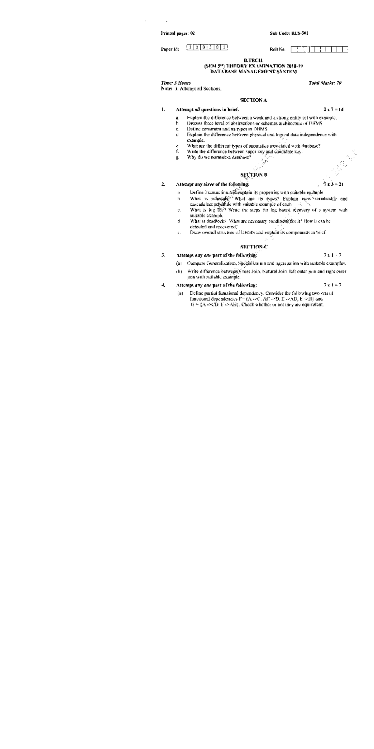 DBMS(18-19) - Nothing much but it is an integral part so, i'm writing anything. Please don't ...