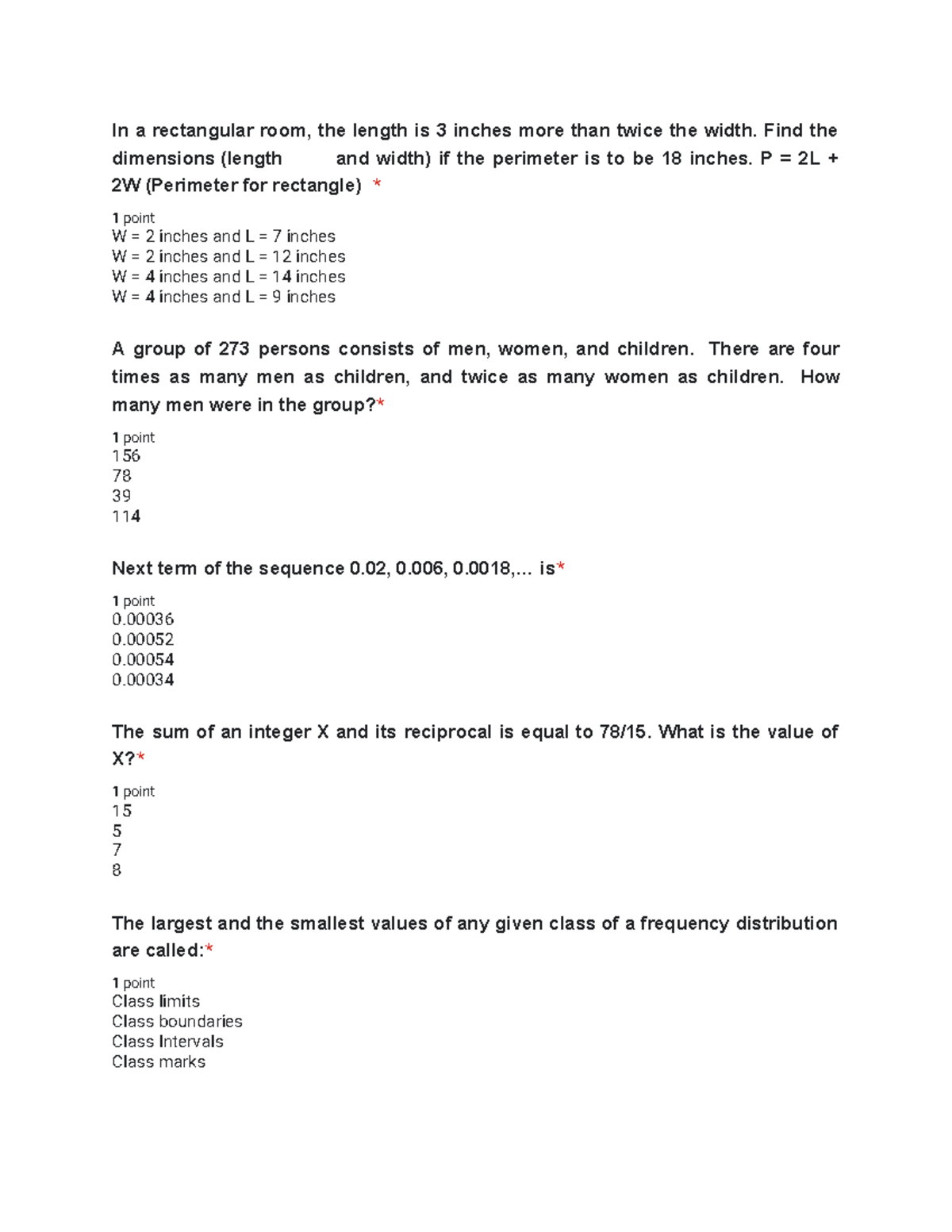 MAT 125 P1 LONG QUIZ 2223 - In a rectangular room, the length is 3 ...