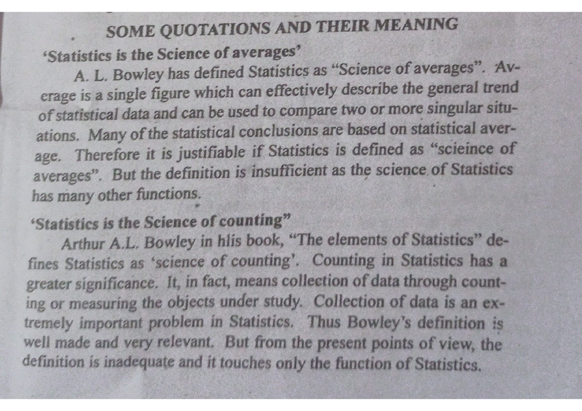 Quotations on statistics and their meanings - Statistics - Studocu