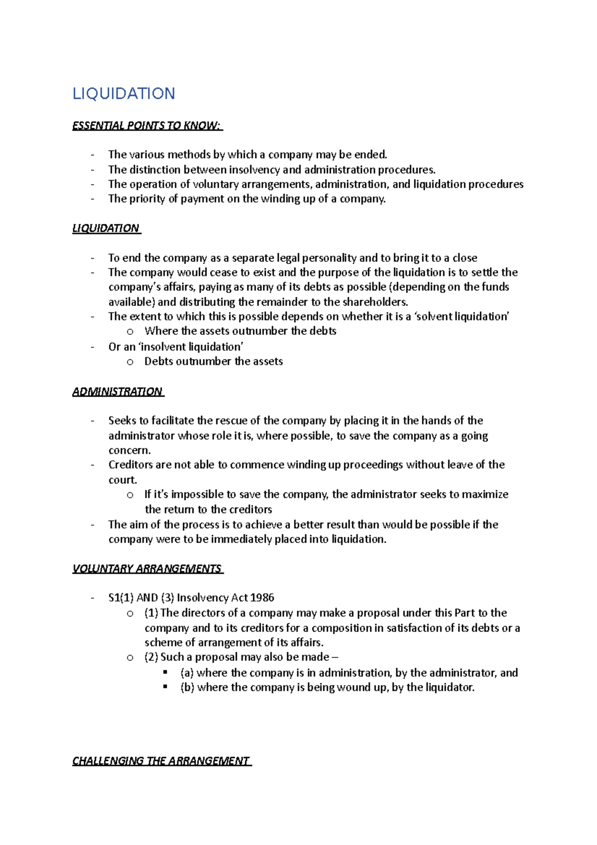 Liquidation - LIQUIDATION ESSENTIAL POINTS TO KNOW: The various methods ...