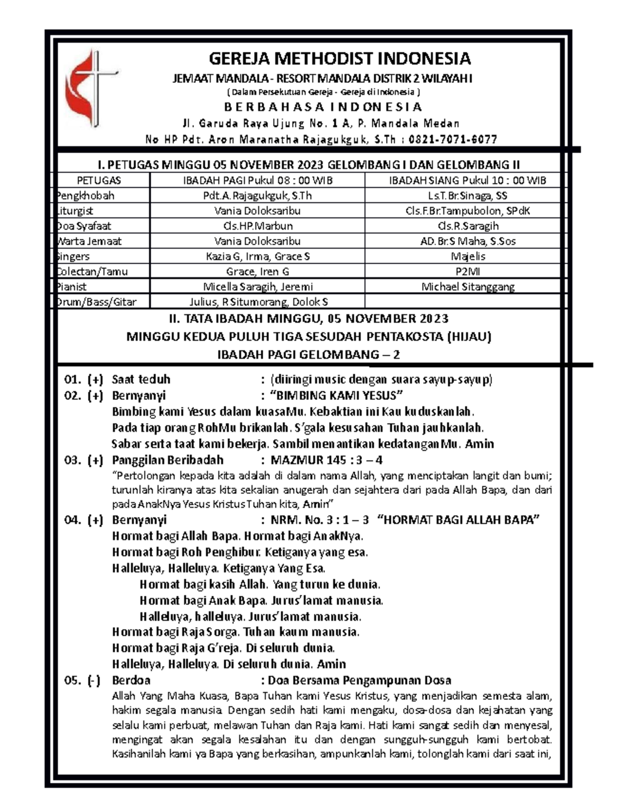 Buletin Minggu 05-11-2023 - GEREJA METHODIST INDONESIA JEMAAT MANDALA ...