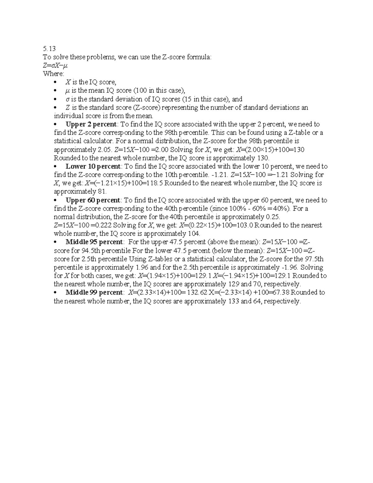 Week 2 First Assignemnts - 5. To solve these problems, we can use the Z ...