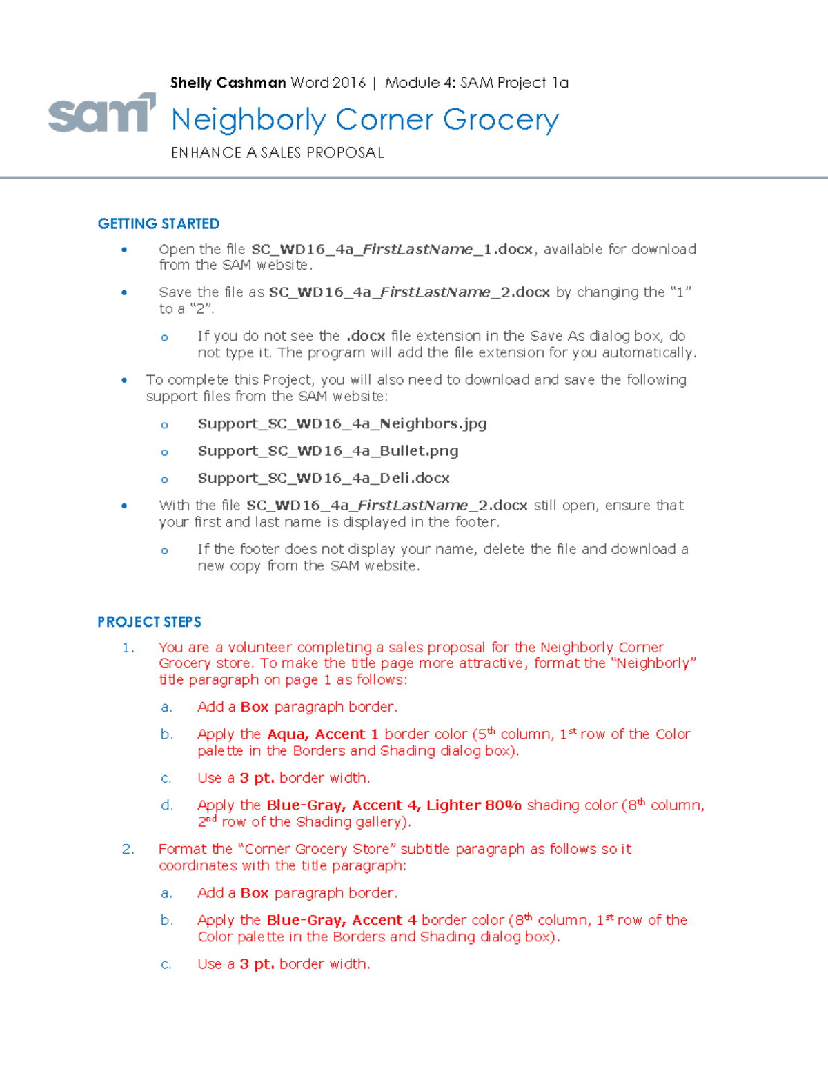 Instructions SC WD16 4a - Neighborly Corner Grocery ENHANCE A SALES ...