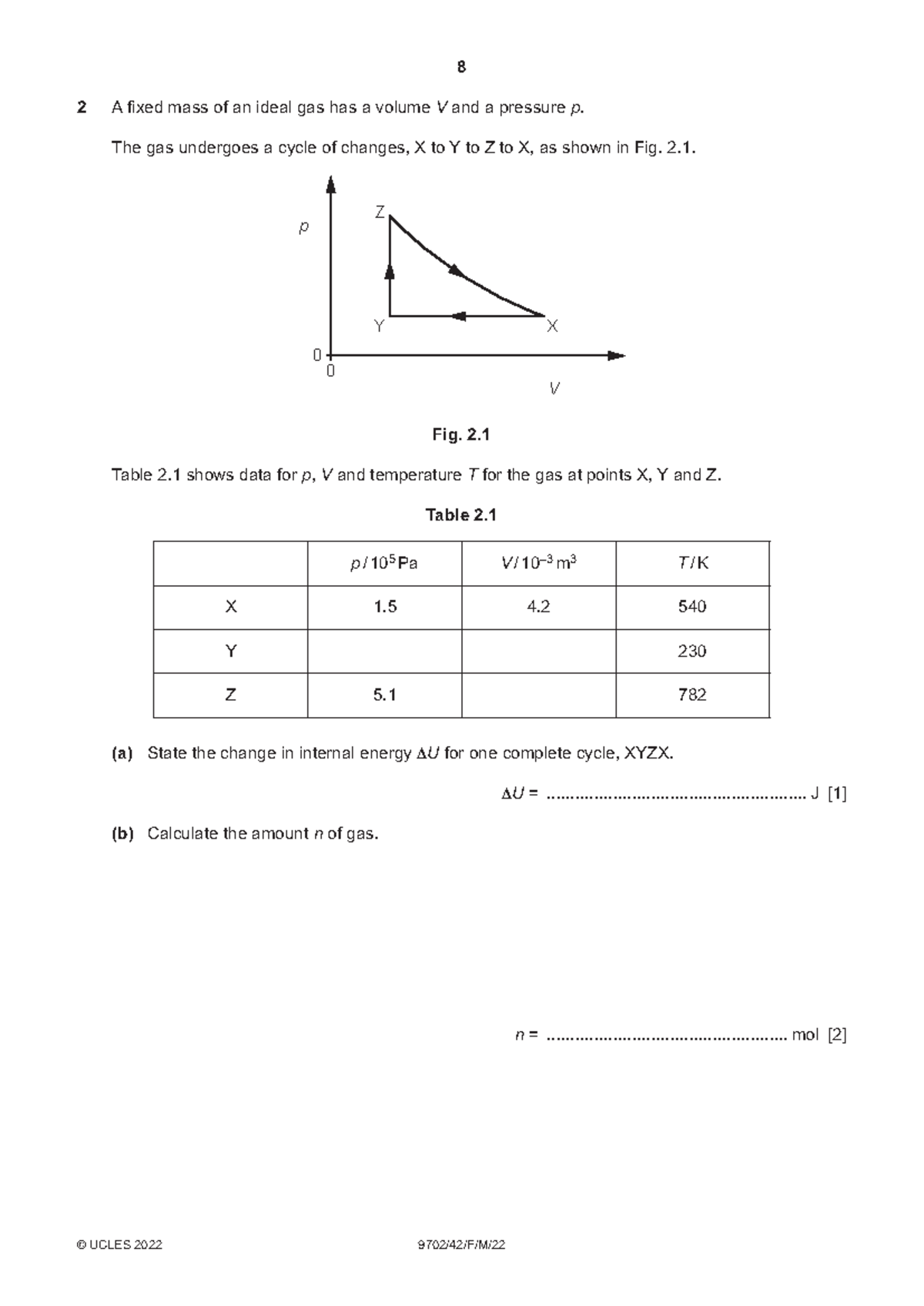 2022 merged- physics - ©UCLES 2022 9702/42/F/M/ 2 A fixed mass of an ...