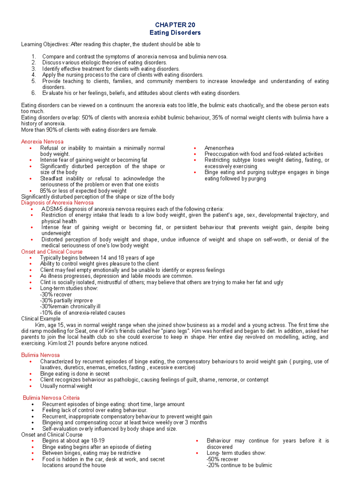 Chapter-20 - chapter 20 lesson - CHAPTER 20 Eating Disorders Learning ...