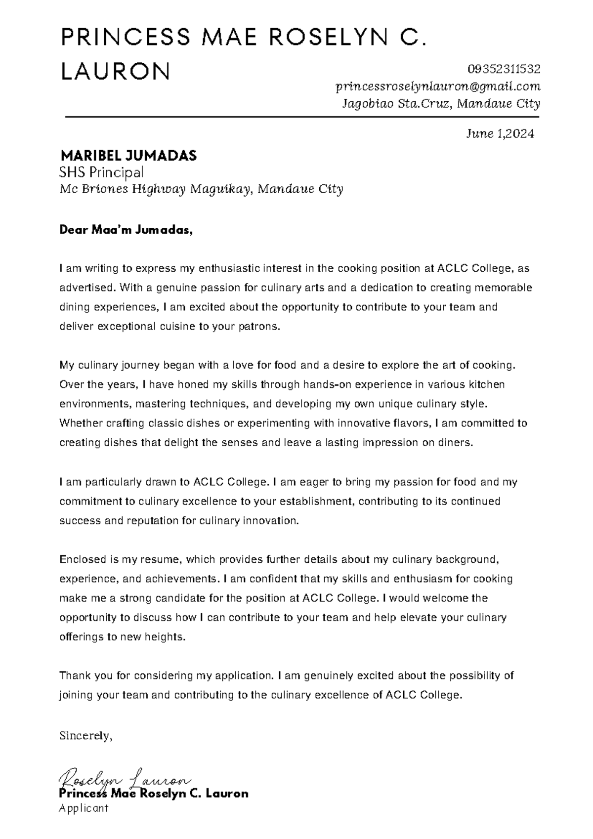 O-haha - alright - PRINCESS MAE ROSELYN C. LAURON 09352311532 ...