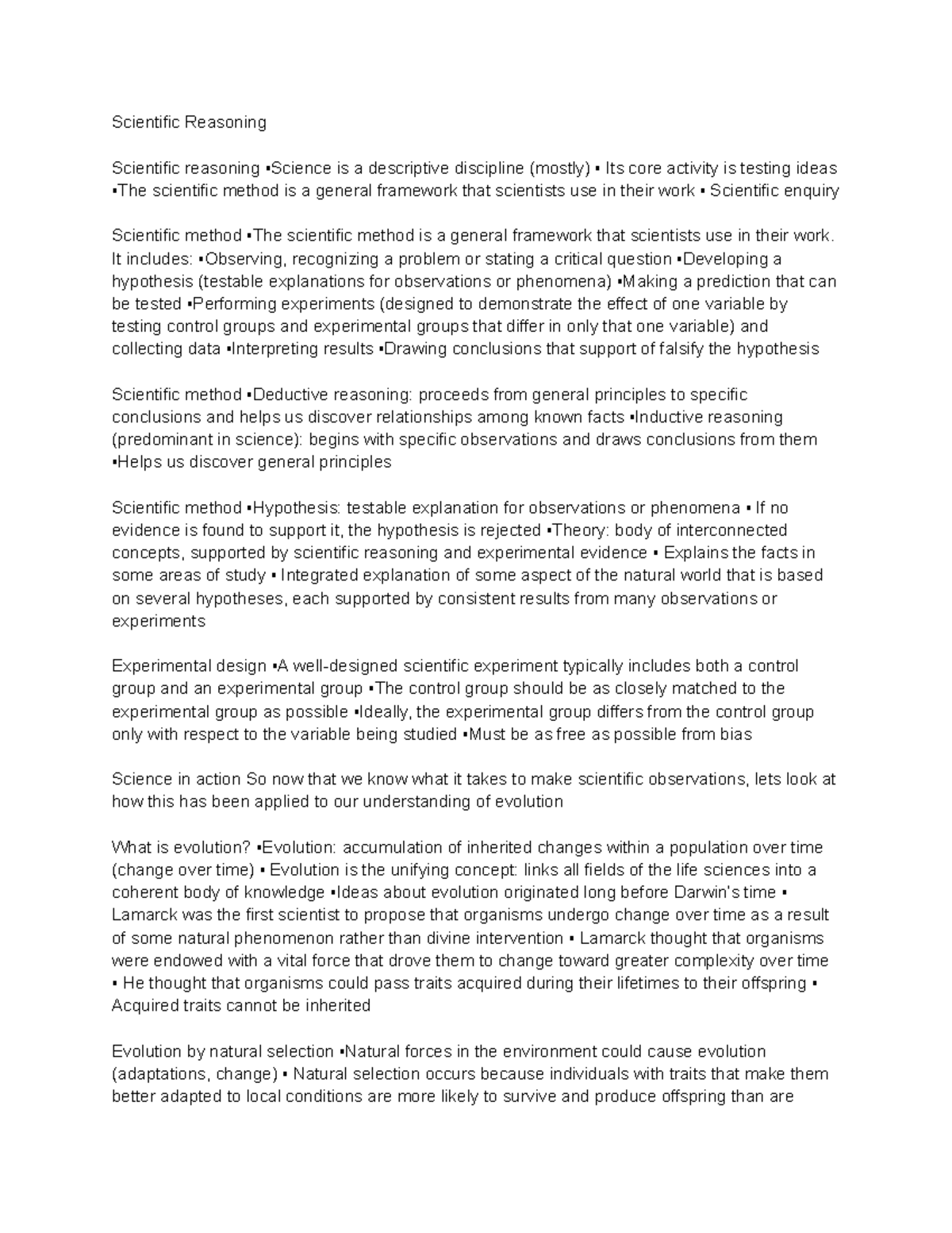 Scientific Reasoning - Lecture Notes - Scientific Reasoning Scientific ...