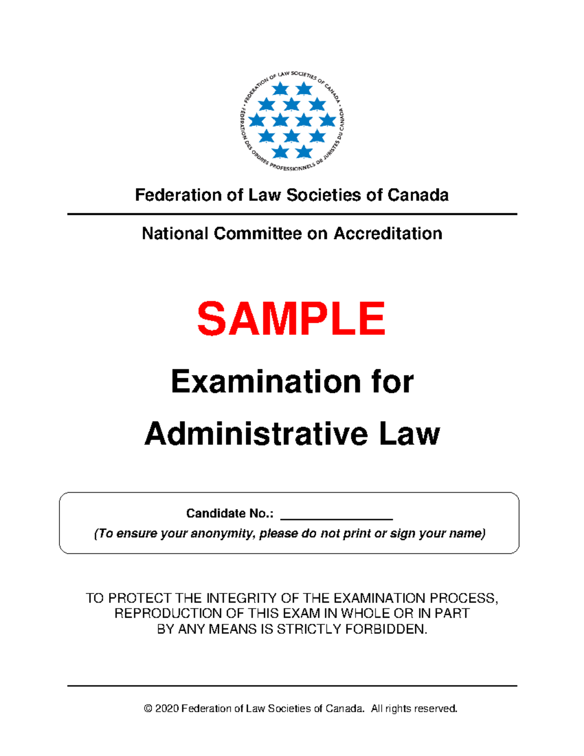 Sample-Question-2 - admin law sample question - © 2020 Federation of ...
