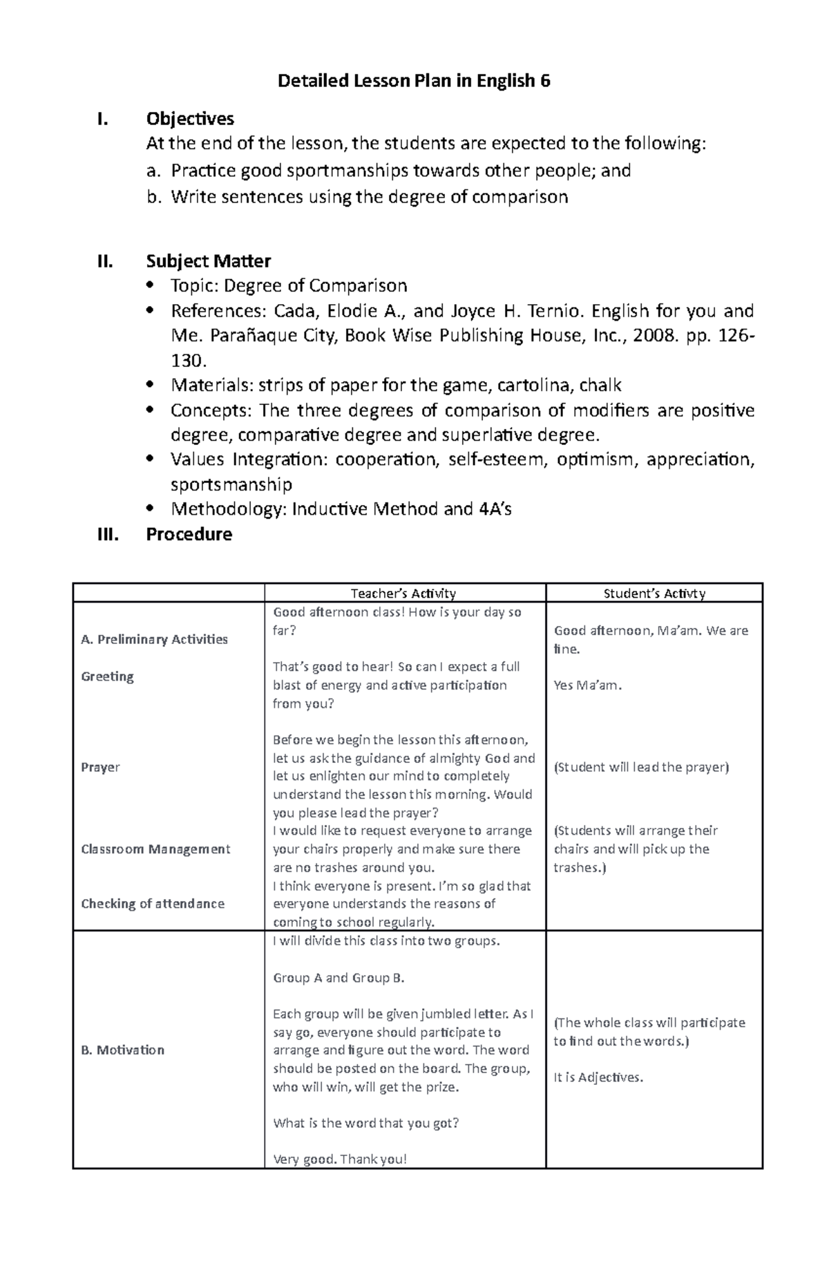 DLP-Template - Random Document - Detailed Lesson Plan in English 6 I ...