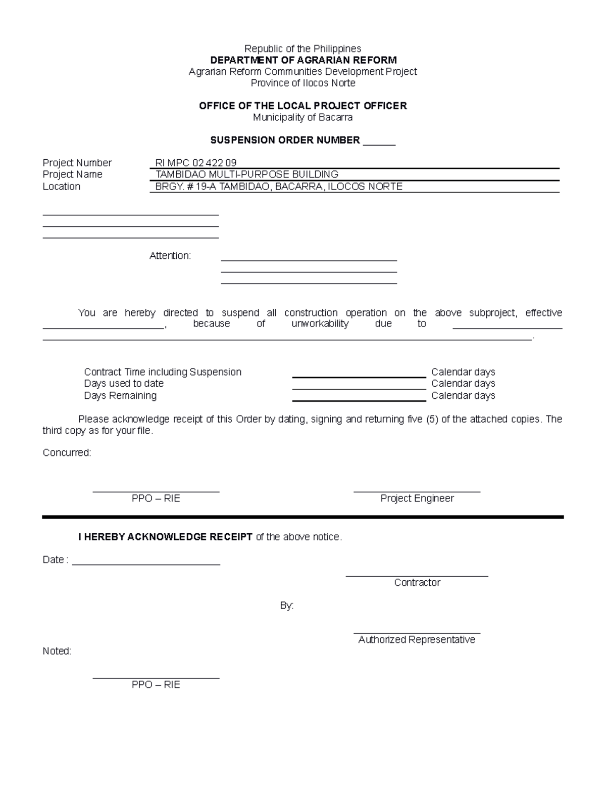 Suspension Order - Republic of the Philippines DEPARTMENT OF AGRARIAN ...
