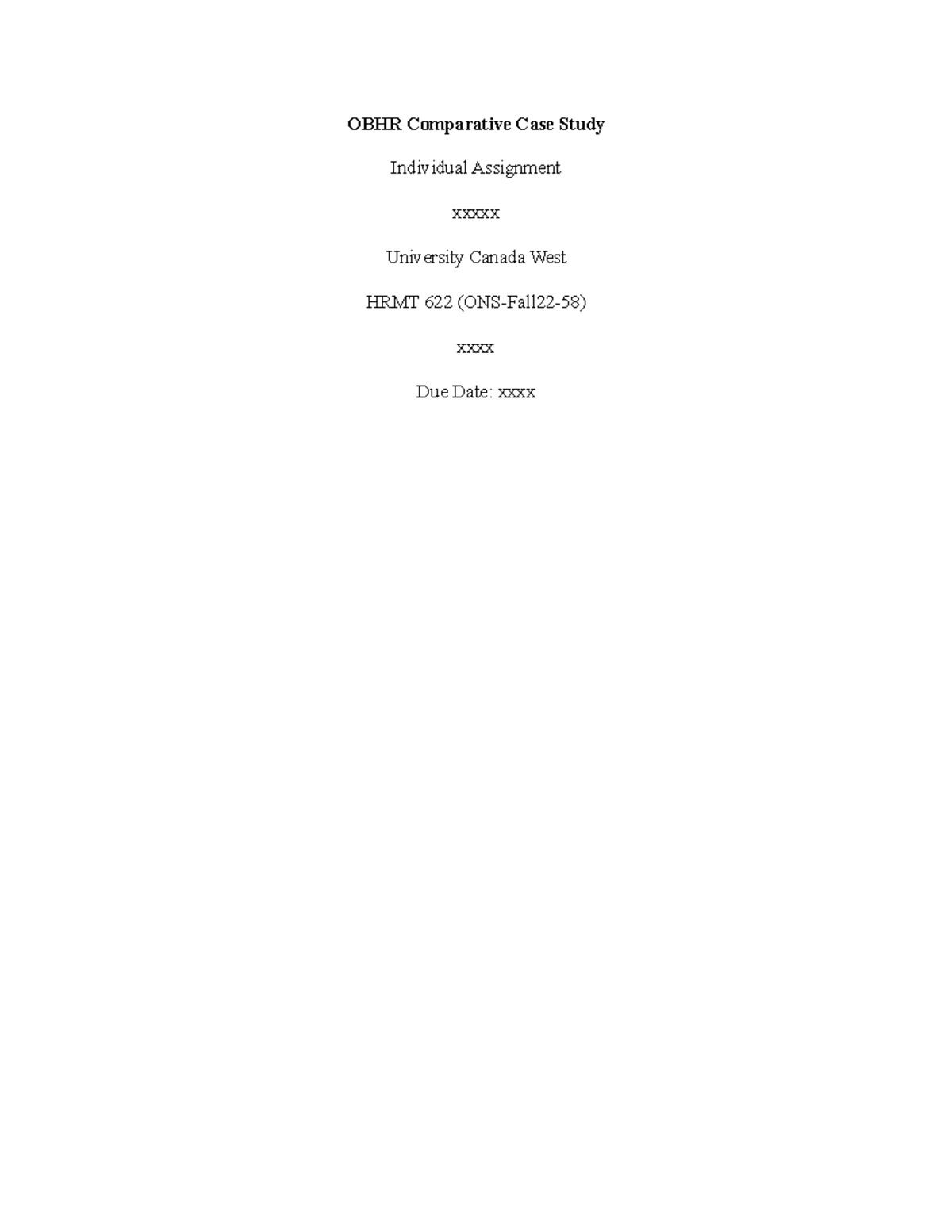 Individual Assignment- 3- OBHR Comparative Analysis-HRMT 622 - OBHR ...
